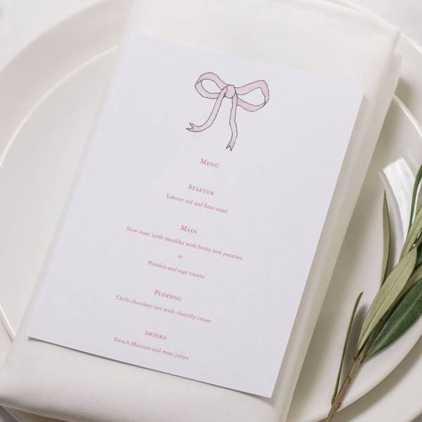 Bow Wedding Menu | This is Nessie