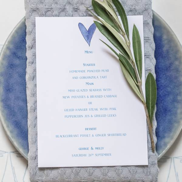 Hearts Wedding Menu | This is Nessie