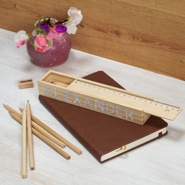 Stripy Letters Wooden Wooden Pencil Case | This Is Nessie